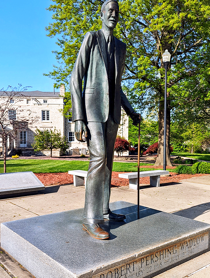 High five not recommended! Alton's homage to Robert Wadlow gives "looking up to someone" a whole new meaning.