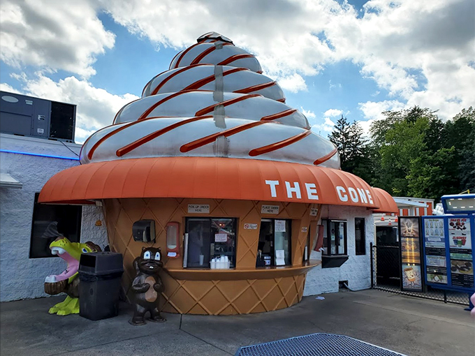 Ice cream architecture at its finest. The Cone is where dessert dreams and roadside attractions collide.