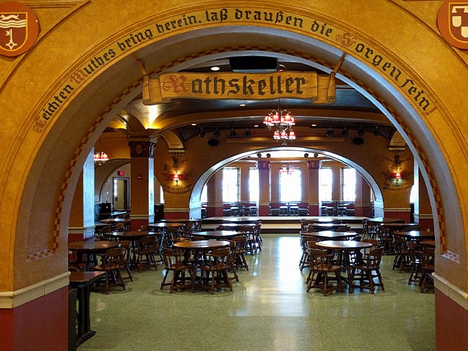 Where Badgers and beer steins coexist! The Rathskeller's warm wooden interior is like a hug for your taste buds.