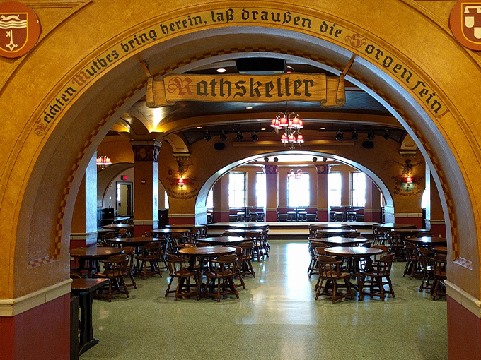 Where Badgers and beer steins coexist! The Rathskeller's warm wooden interior is like a hug for your taste buds.