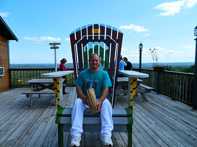 The ultimate selfie spot! This oversized chair offers a throne-like view of Vermont's majestic landscape.