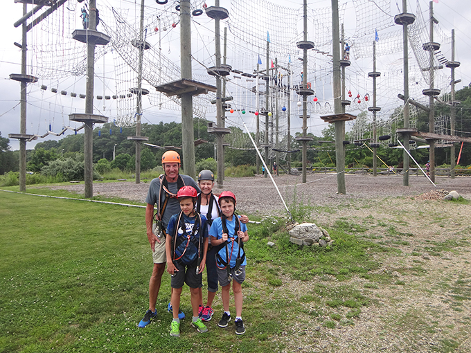 The family that climbs together, grins together. This quartet is proof that Take Flight isn't just an adventure &ndash; it's a full-blown family bonding experience.