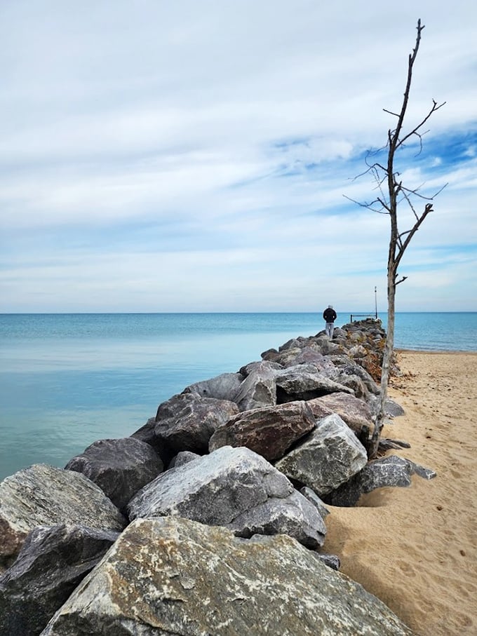 Rock of ages: This seawall isn't just functional &ndash; it's nature's way of saying, "Hey, let's collaborate on something cool."
