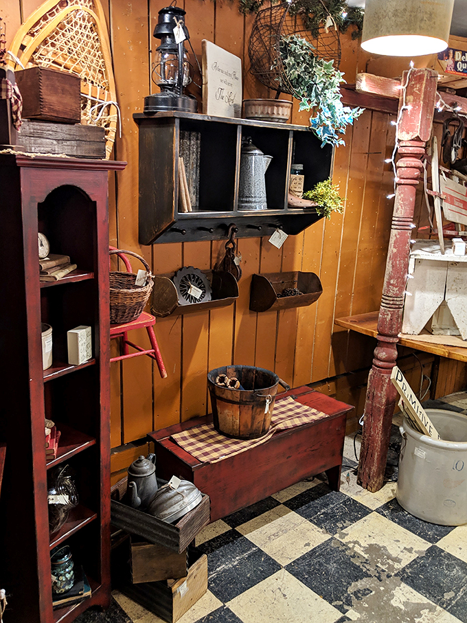 Rustic charm overload! This shelf setup is giving me serious "Little House on the Prairie" vibes, but with better lighting.