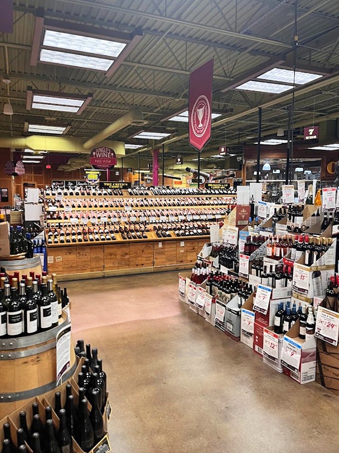 The wine section rivals some small vineyards, with enough varieties to keep you "tasting" your way through the weekend.