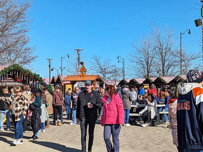 Market ambiance that's more magical than Santa's workshop! Twinkling lights, festive stalls, and the buzz of holiday cheer create an atmosphere that's pure Christmas magic.