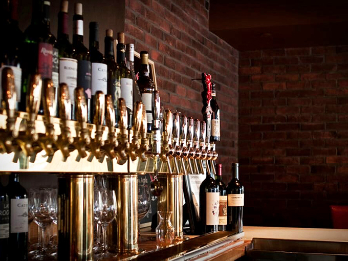 Wine not have another glass? This bar is stocked with enough Italian vintages to make you feel like you've stumbled into a Tuscan wine cellar. Photo credit: Joe A.