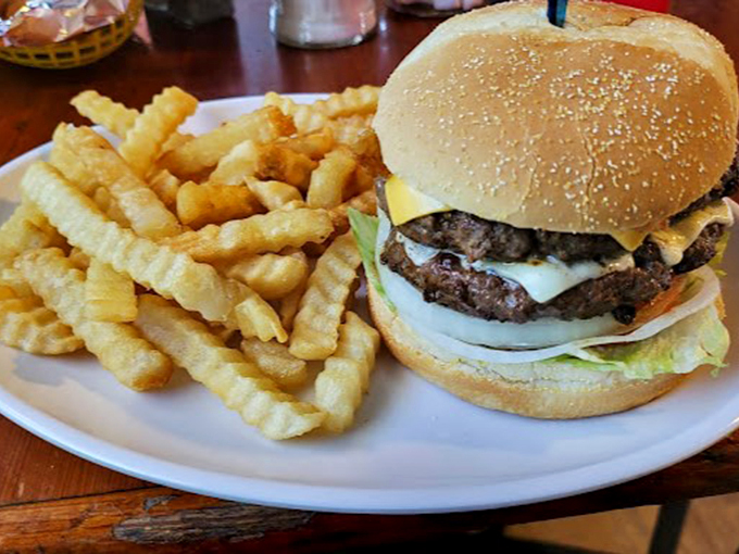 This isn't just a burger&mdash;it's a testament to the art of proper diner grilling, complete with golden-crisp fries.