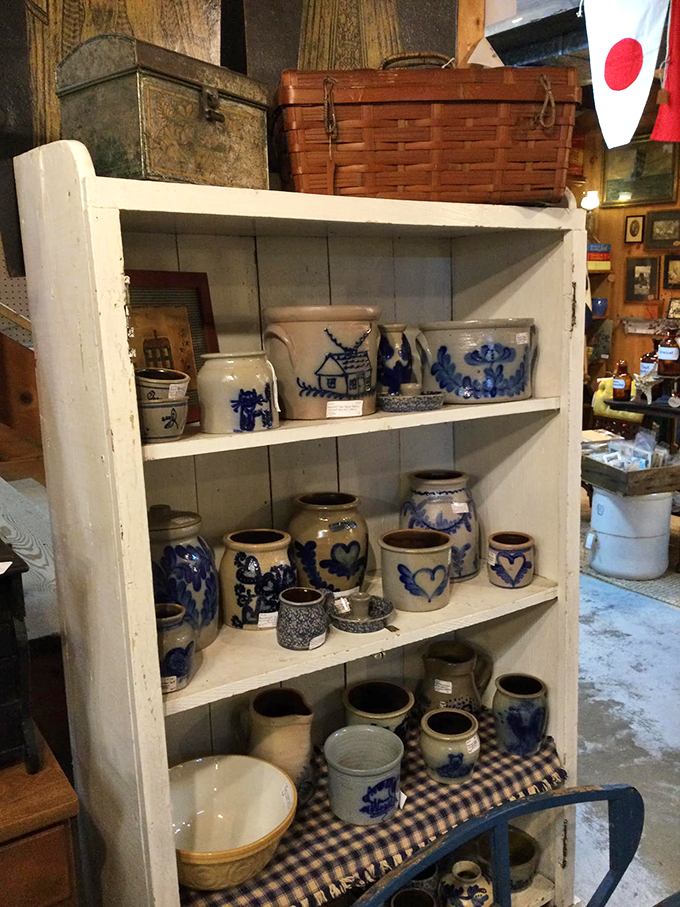 Blue and white stoneware that would make any collector's heart skip a beat. These pieces have probably served countless family meals.