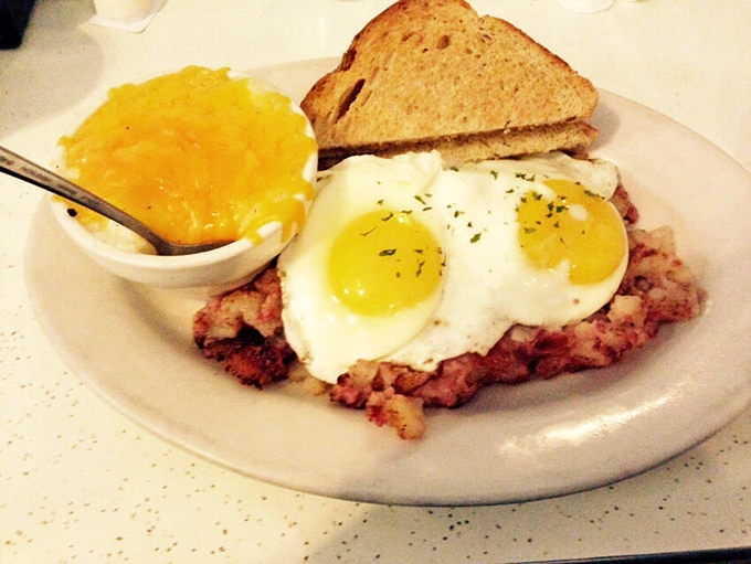 The holy grail of breakfast. Crispy, savory corned beef hash topped with eggs &ndash; it's a match made in culinary heaven.