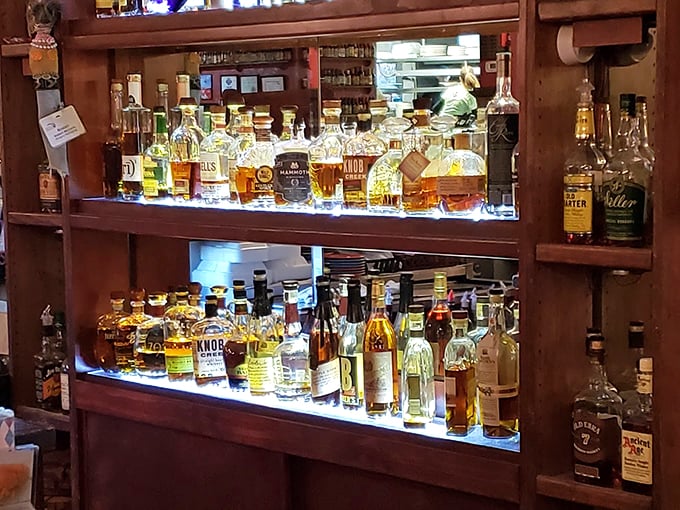 Welcome to bourbon heaven! Pearl's bar is stocked better than a pirate's treasure chest.