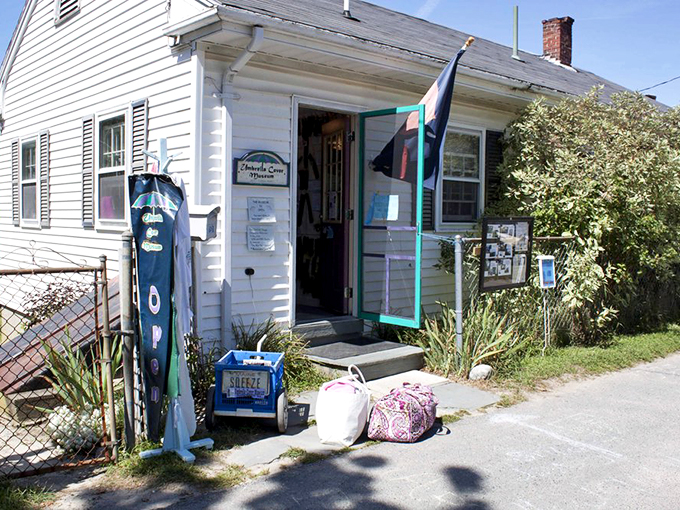 The unassuming white cottage houses one of Maine's most unique attractions. Who knew umbrella covers could be so fascinating?