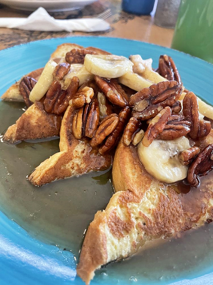 Pecans and bananas transform ordinary French toast into a breakfast that belongs in the comfort food hall of fame.