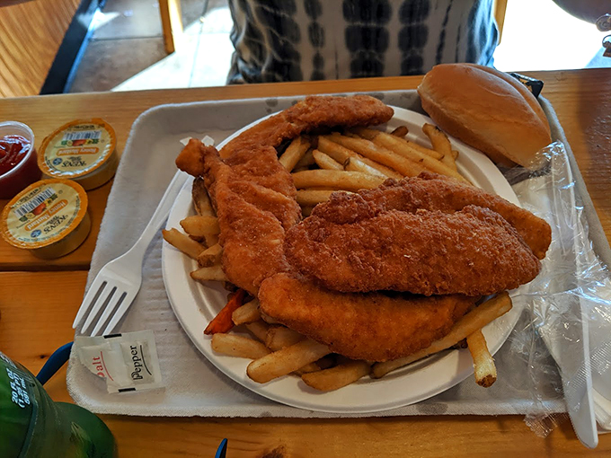 Fresh haddock wearing its crispy coating like a suit of delicious armor, ready for its close-up.