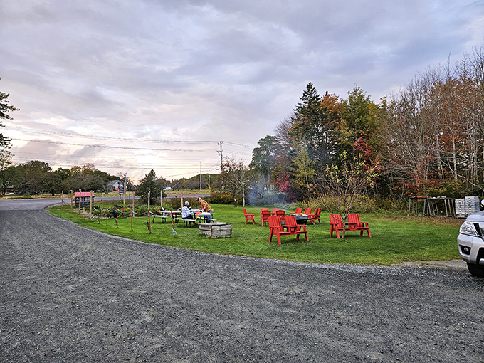 Al fresco dining, Maine style! These Adirondack chairs are like front-row seats to the best show in town &ndash; your own seafood feast.