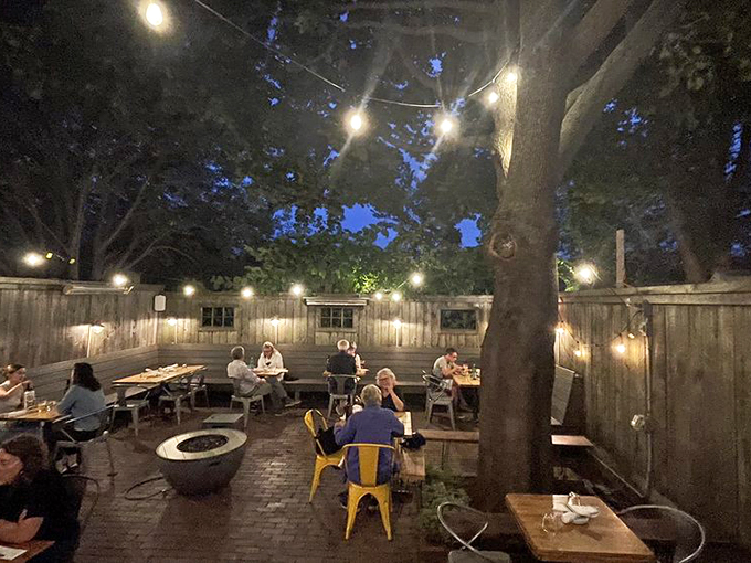 Chaval's patio: Where twinkle lights and good vibes collide. It's like dining in a secret garden, if that garden grew tapas and sangria.