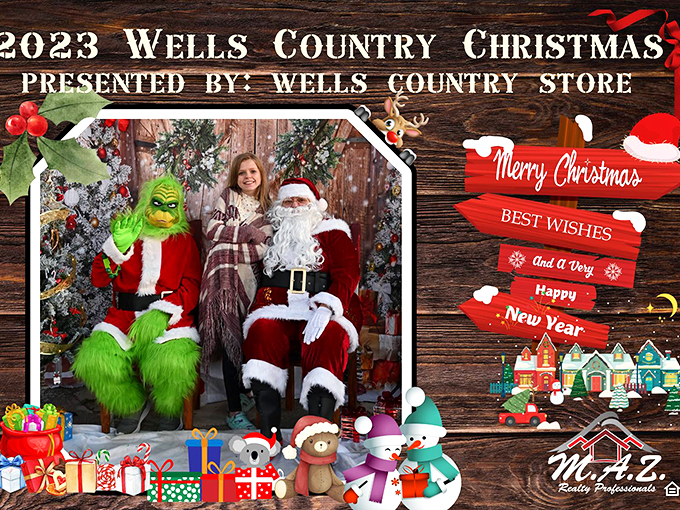 Move over, Mall Santa! Wells Country Store's holiday photo op brings together the jolly man himself and... the Grinch? Now that's a Christmas miracle!