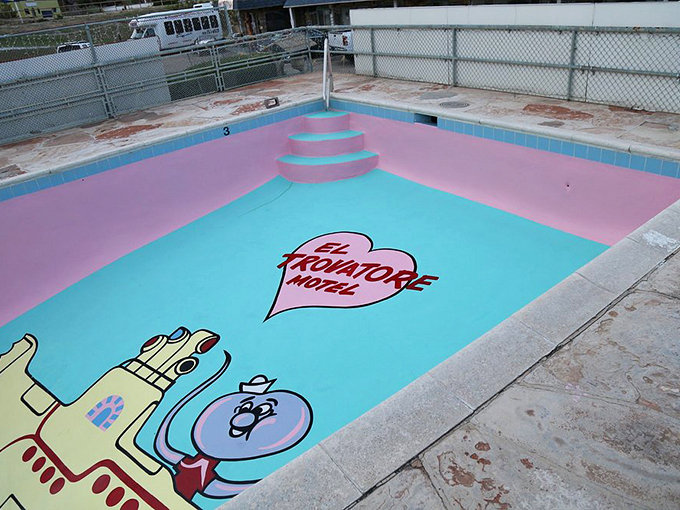 Dive into a pool of nostalgia! This retro oasis is the perfect spot to cool off after a day of exploring the Mother Road.