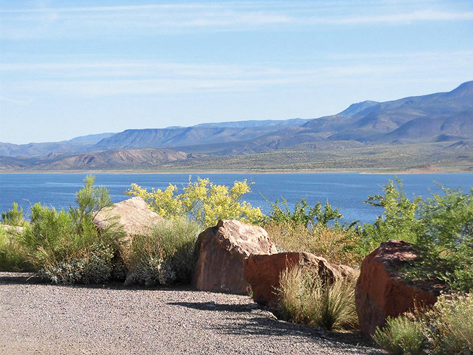 Rocky shoreline meets crystal-clear waters. It's like Mother Nature couldn't decide between a beach day and a hike, so she compromised. Photo credit: alfie50