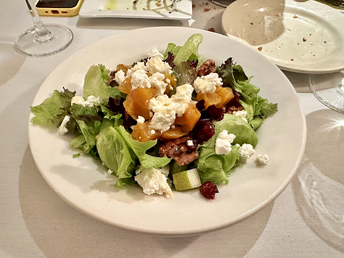 A fresh salad that proves vegetables can hold their own, especially when crowned with local goat cheese. Photo credit: Stephanie V.