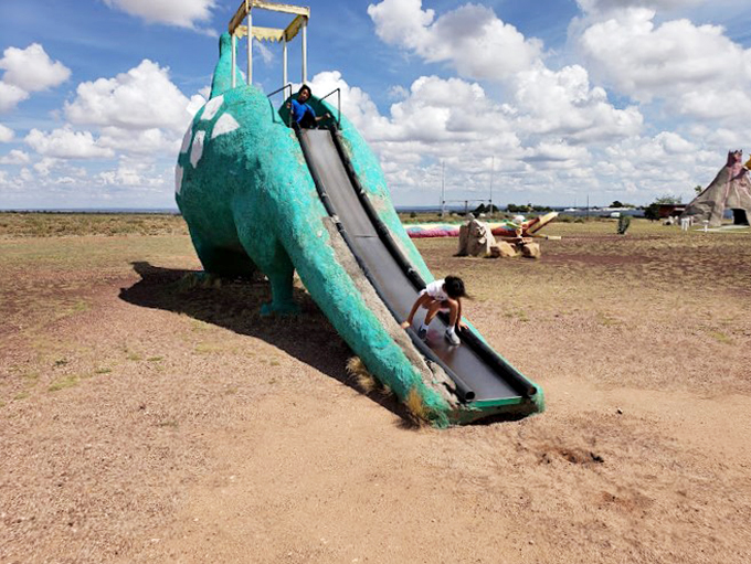 Who knew dinosaurs could double as playground equipment?This friendly giant offers prehistoric thrills.