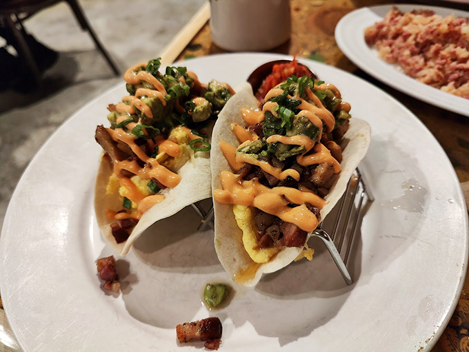 These tacos tell a story of breakfast adventure, with each ingredient playing its part in perfect harmony. Photo credit: aleksandra kudin