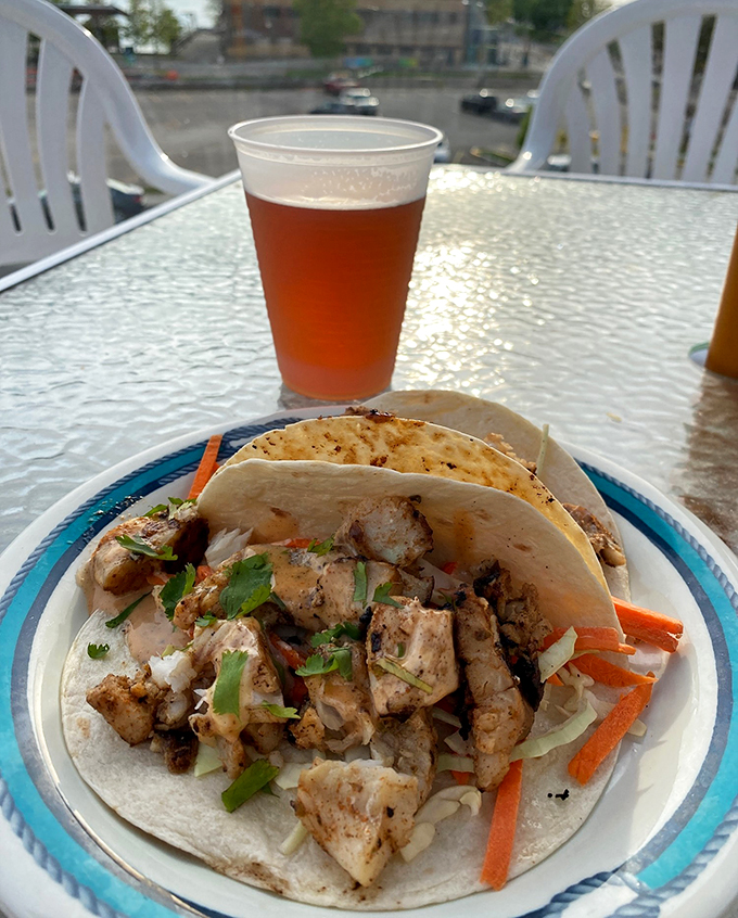 Taco 'bout a view! These fish tacos paired with that scenery? It's like your taste buds went on vacation.