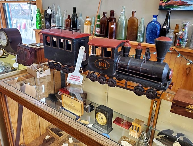 All aboard! This 1881 model train still looks ready to chug its way into some lucky collector's heart.