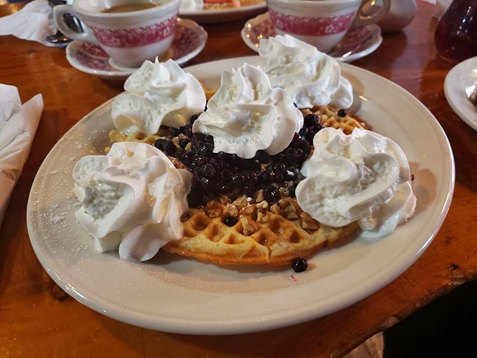 Waffle wonderland! This dish is so pretty, it's almost too good to eat. Almost.