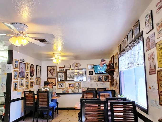 Every inch of wall space tells a story, creating a museum of local memories served with a side of nostalgia.