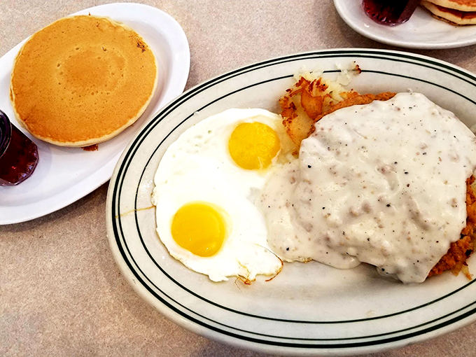 Comfort food alert! This country fried steak is more smothered than a grandmother's favorite grandchild. 