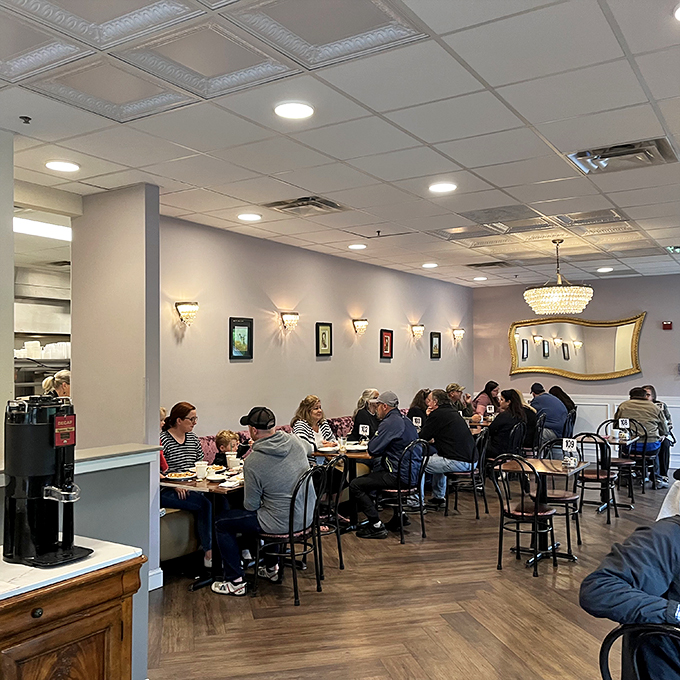 Happy diners in their natural habitat. Watch as they migrate from plate to plate, fueled by coffee and the promise of seconds.