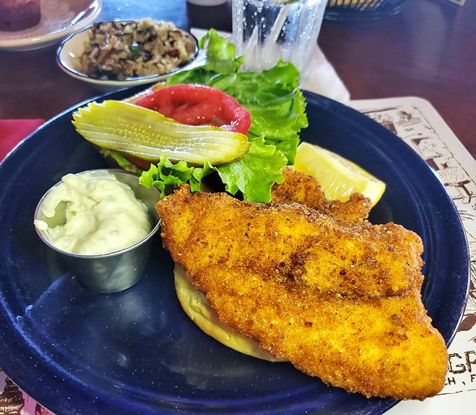 This grouper sandwich looks so fresh, I half expect it to flip off the plate and swim away!