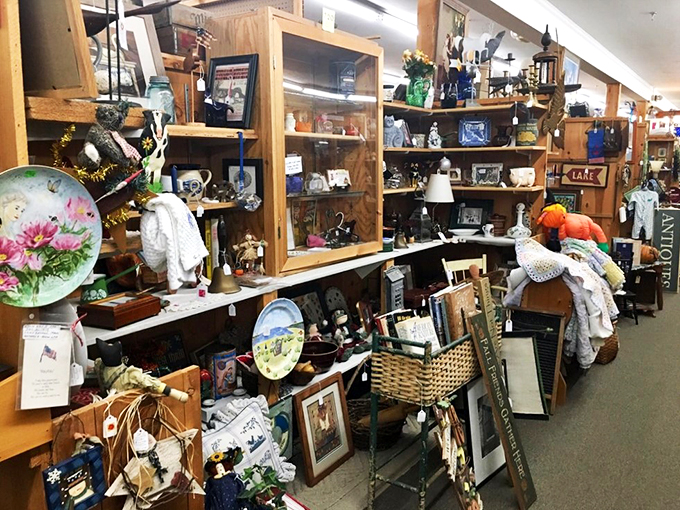 It's not clutter, it's curated chaos! This hodgepodge of home decor spans eras faster than you can say "mid-century modern."