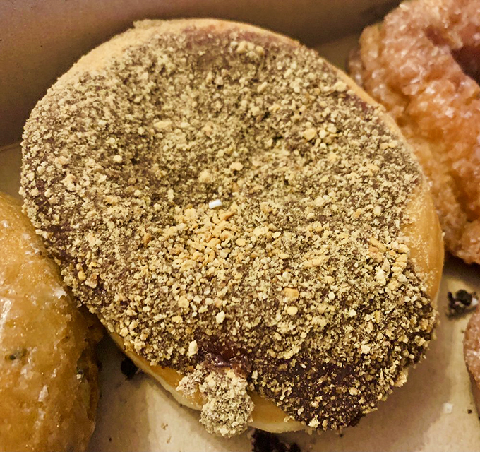Going nuts for donuts! This nutty creation is like a crunchy, sweet armor protecting a pillowy soft interior. Resistance is futile.