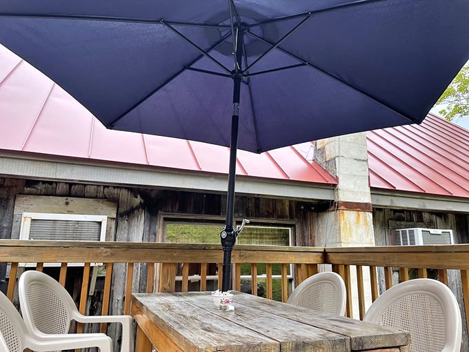Alfresco dining, Vermont style! Enjoy your maple-drenched pancakes under the big blue sky, surrounded by nature's own dining room.