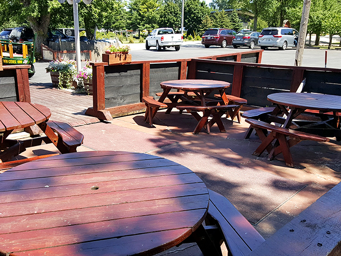 Soak up the sun and savor the flavors! These outdoor tables offer a perfect spot for a leisurely meal with a side of fresh air.