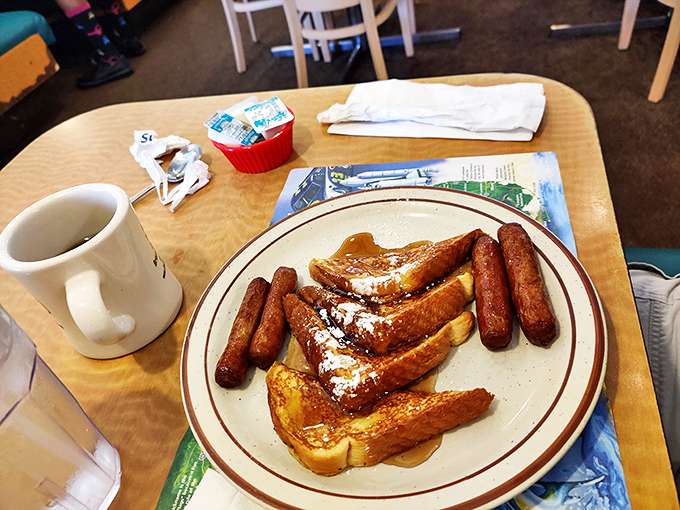 French toast and sausage links: a classic combo that never gets old. It's like a breakfast hug on a plate! Photo credit: Christine Cillo