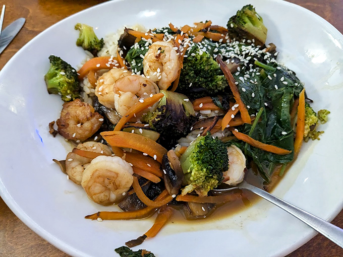 Shrimp so fresh, you'll think they jumped straight from the Gulf onto your plate! This stir-fry is a veggie-packed flavor adventure. Photo credit: Steve Thole