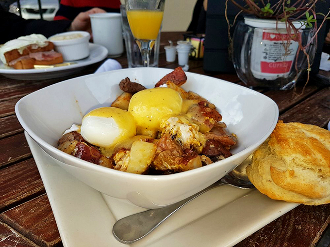 Steak and eggs: the dynamic duo of breakfast. This plate is like the superhero movie of morning meals &ndash; action-packed and satisfying. Photo credit: Sally R.