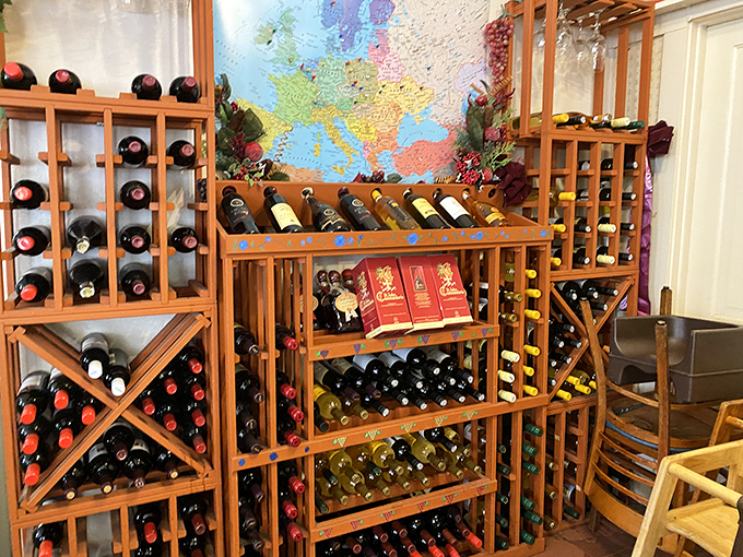 A wine collection that would make Dionysus jealous. With this selection, you might find yourself speaking fluent Polish by the end of the night! Photo credit: Nicole P