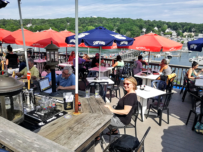 Soak in the harbor views from McSeagull's sun-drenched deck. It's like a front-row seat to nature's own reality show, "The Real Boats of Boothbay Harbor."