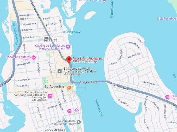 13 river & fort restaurant and rooftop lounge map