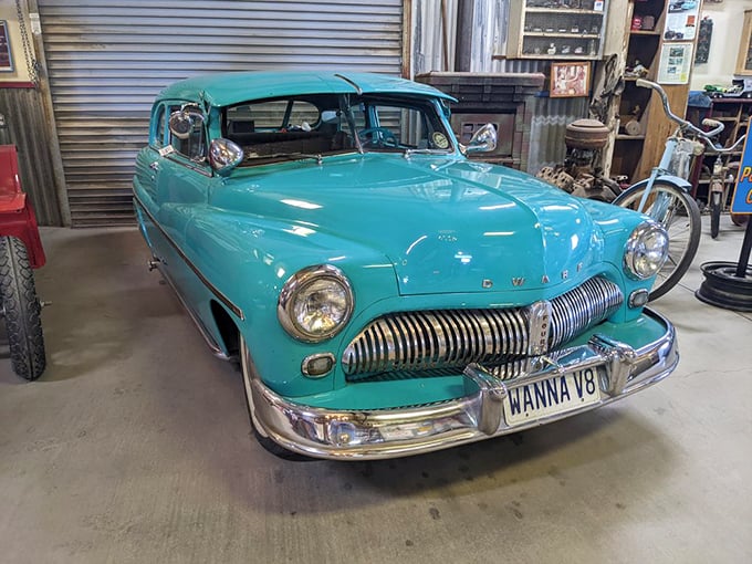James Dean, eat your heart out! This teal dream machine is cooler than a sock hop on a Friday night. It's not just a car, it's a time machine on wheels.