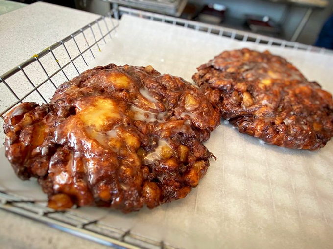 These aren't just apple fritters &ndash; they're edible modern art pieces with a PhD in deliciousness.