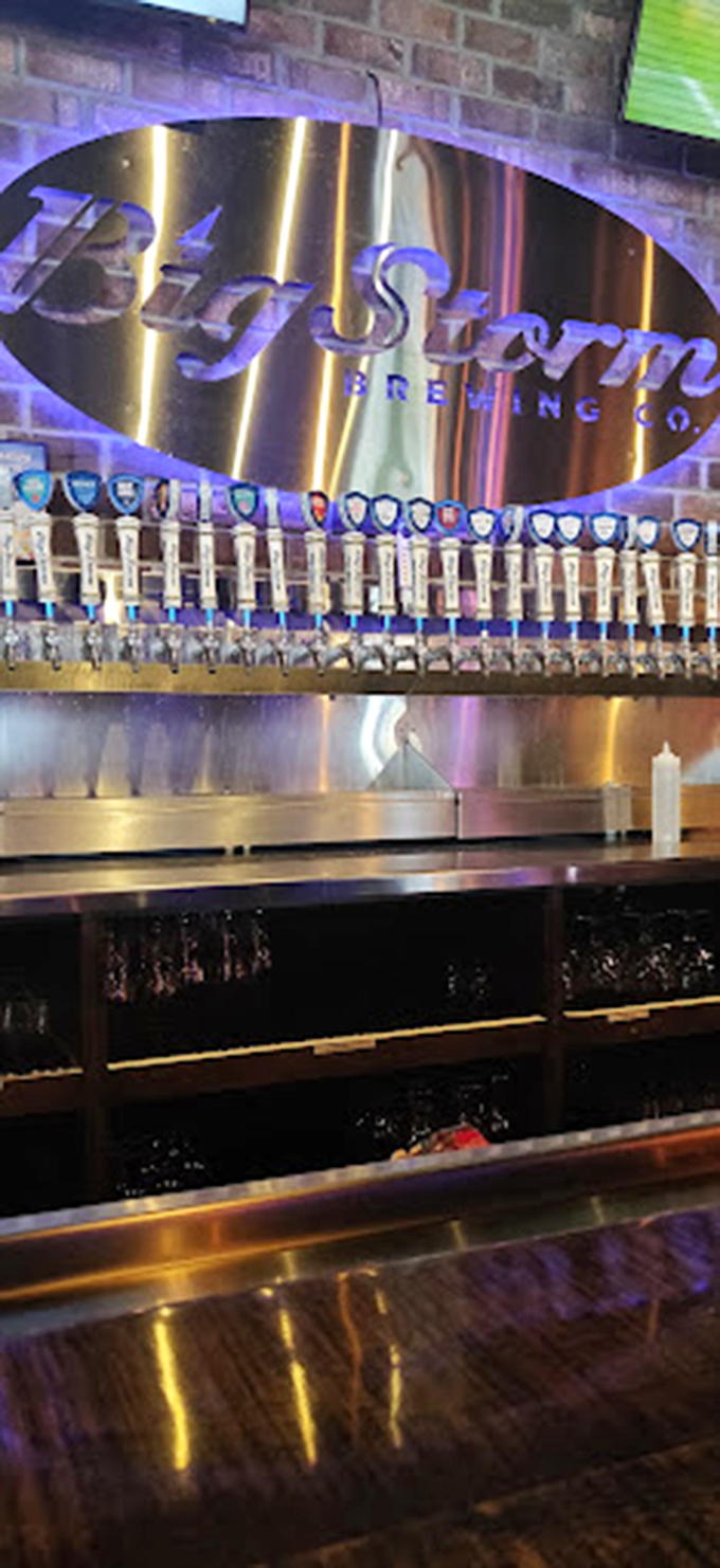 The gleaming tap wall promises cold refreshment after a day of Florida sun and seafood indulgence.