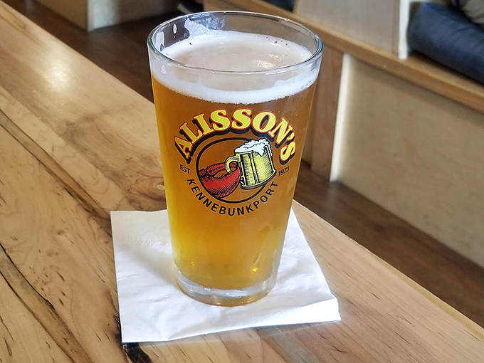 A frosty glass of local beer sporting Alisson's logo &ndash; because every feast deserves proper refreshment. Photo credit: David S Mandel