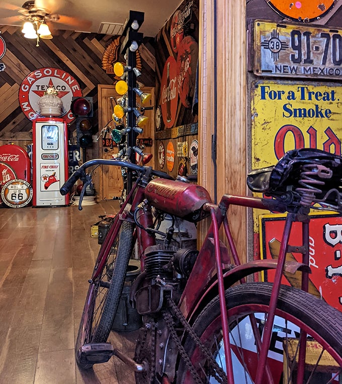 Coca-Cola meets Texaco in this corner of Americana. It's like stepping into a Norman Rockwell painting with a dash of Route 66 grit.