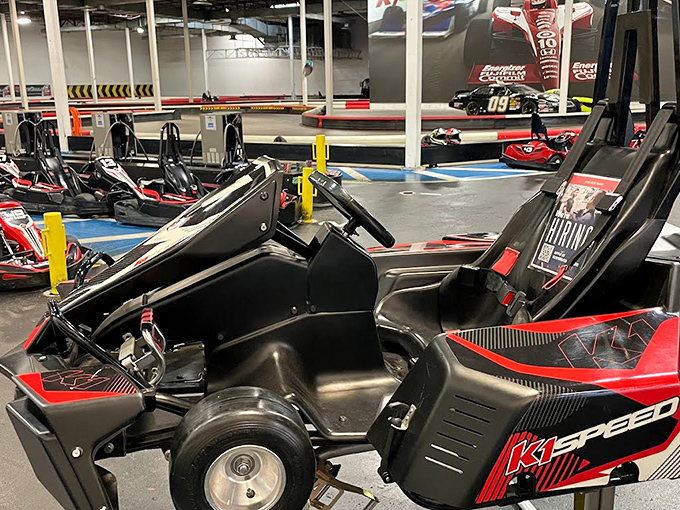 Ladies and gentlemen, your chariots await! These electric karts are revved up and ready for action.