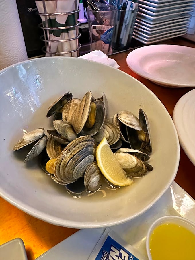 Fresh steamers served with lemon and drawn butter &ndash; nature's perfect appetizer for any coastal feast. Photo credit: Evangeline Lim
